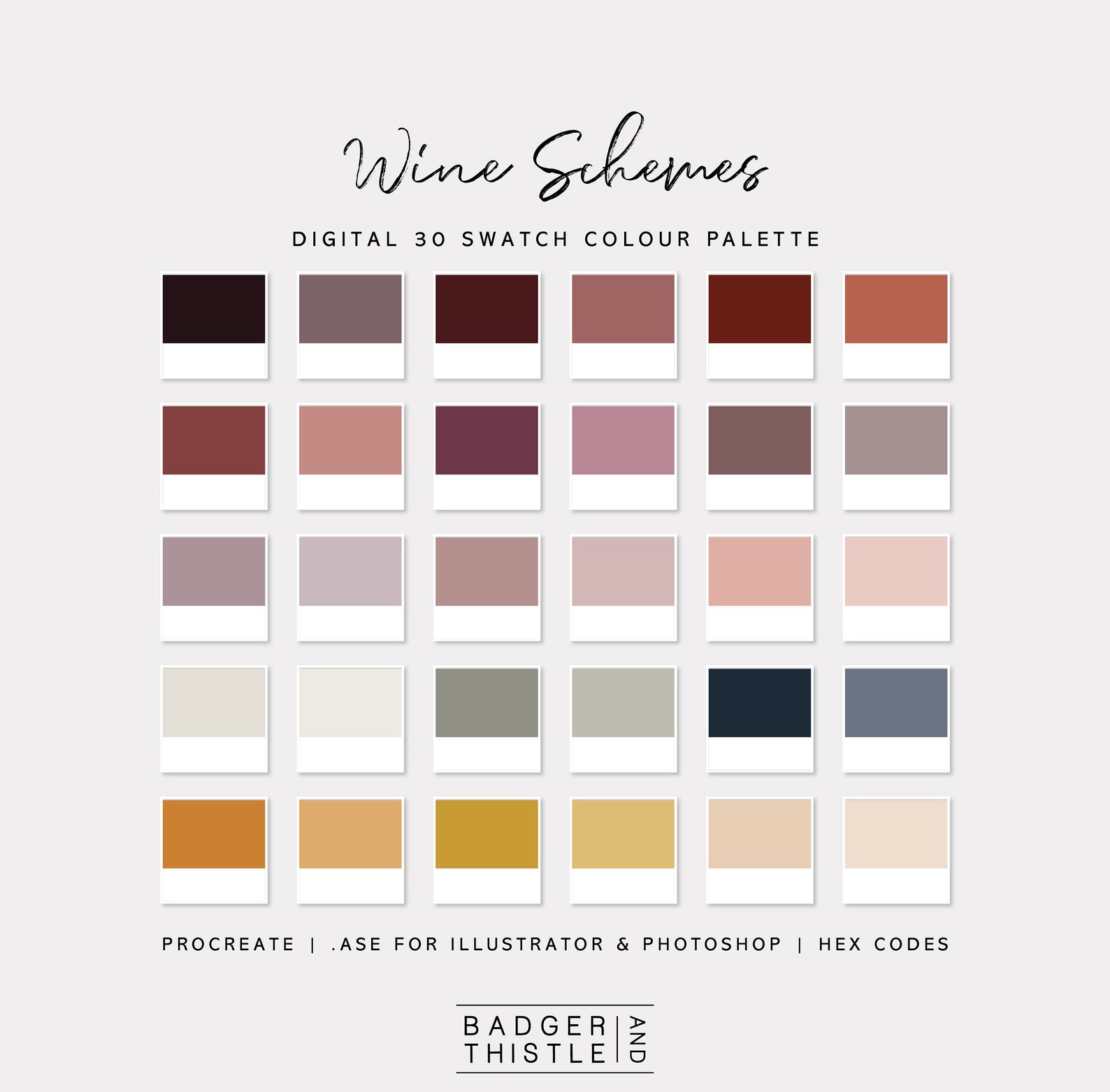 Wine Schemes | Digital Colour Palette Swatches Download | Procreate ...