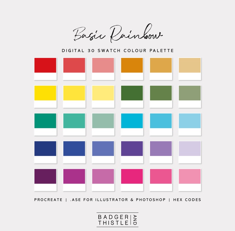 Basic Rainbow | Digital Colour Palette Swatches Download | Procreate ...