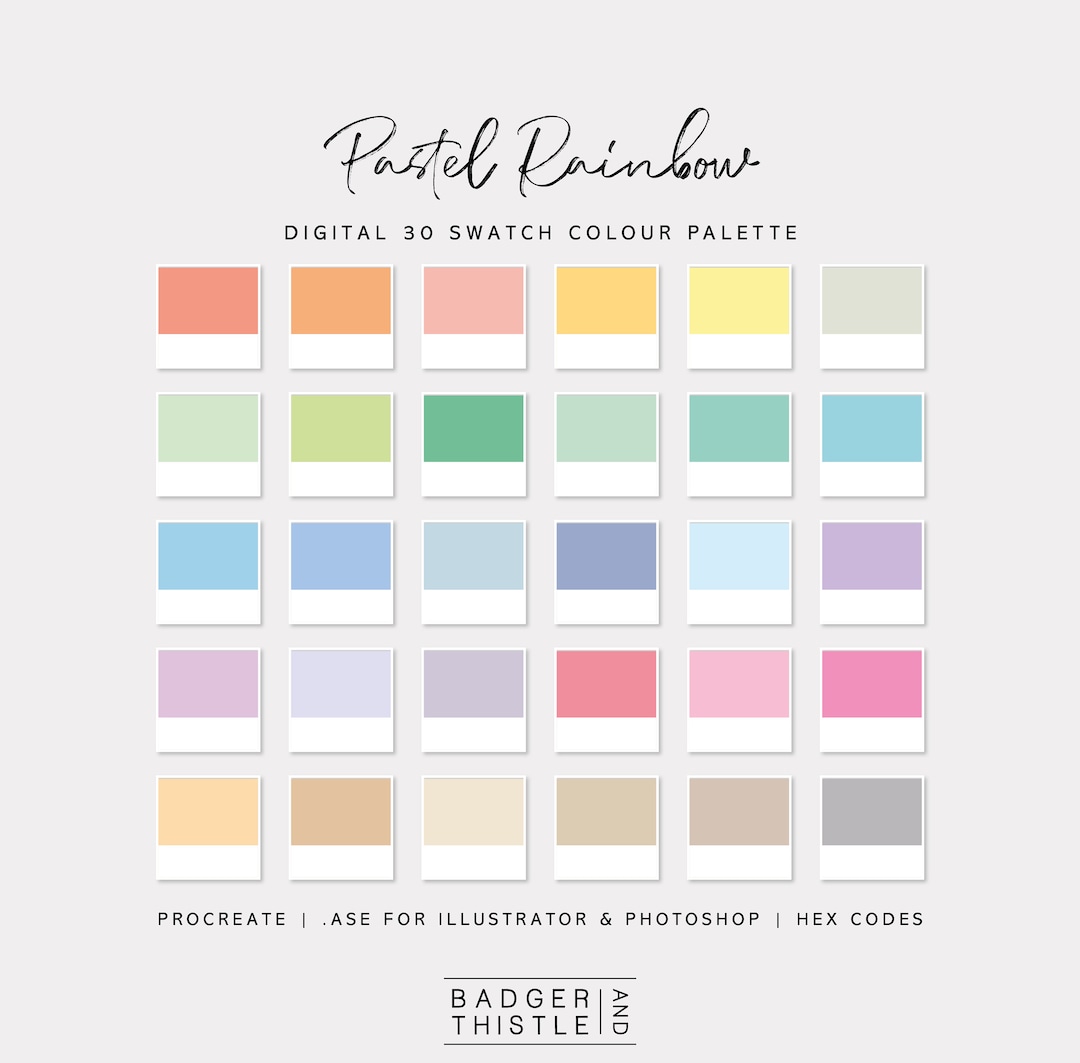 Pastel Rainbow Digital Colour Palette Swatches Download Procreate