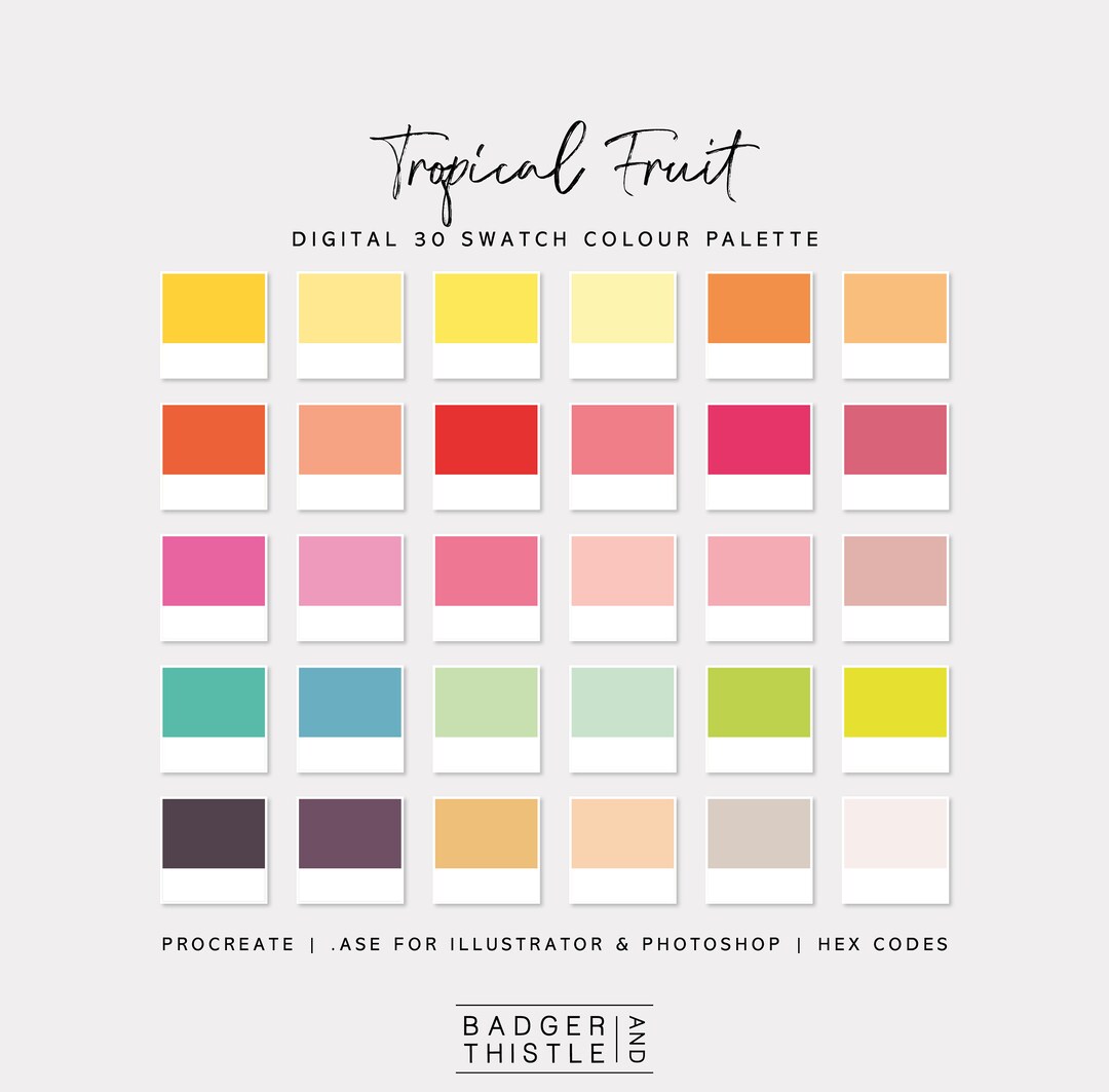 Tropical Fruit | Digital Colour Palette Swatches Download | Procreate ...