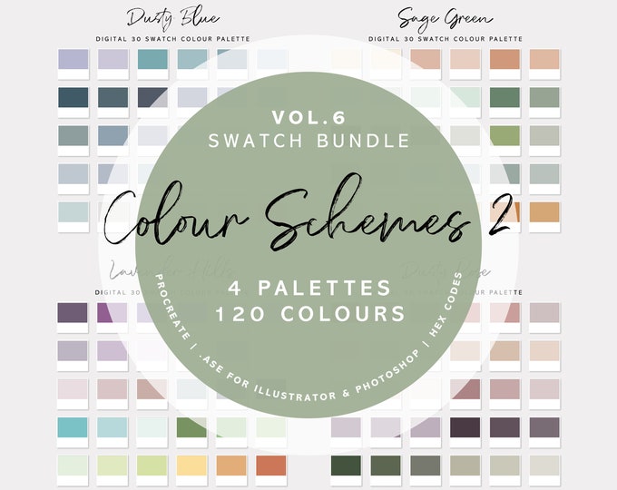 Vintage Rainbow Digital Colour Palette Swatches Download Procreate ...