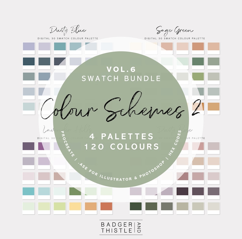 Vol.6 Colour Schemes 2 | Digital Colour Palette Swatches Download ...