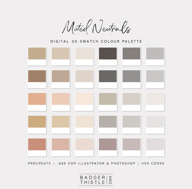 Vol.3 Earthy Neutrals | Digital Colour Palette Swatches Download ...