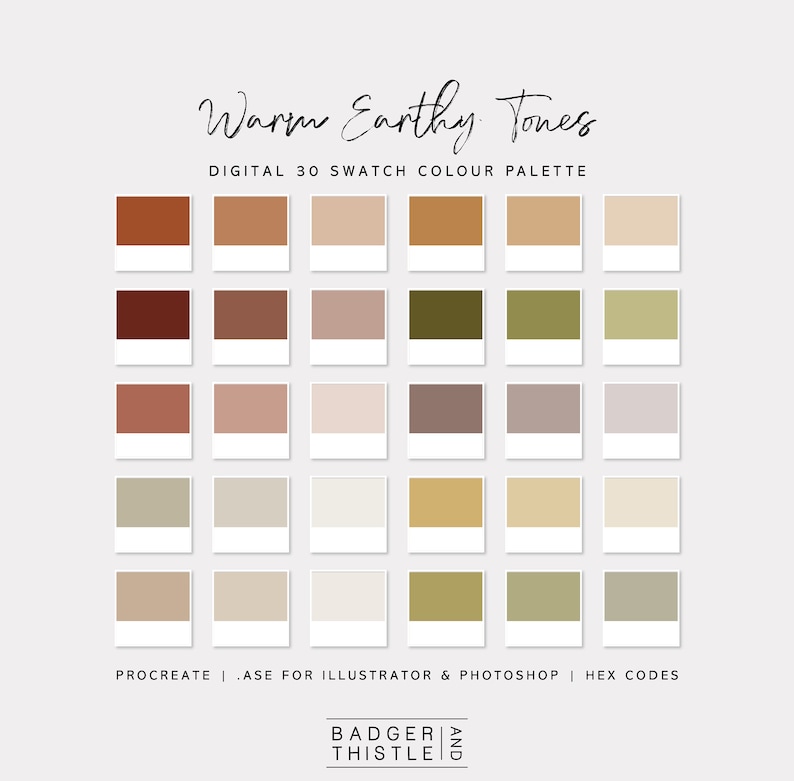 Warm Earthy Tones | Digital Colour Palette Swatches Download ...
