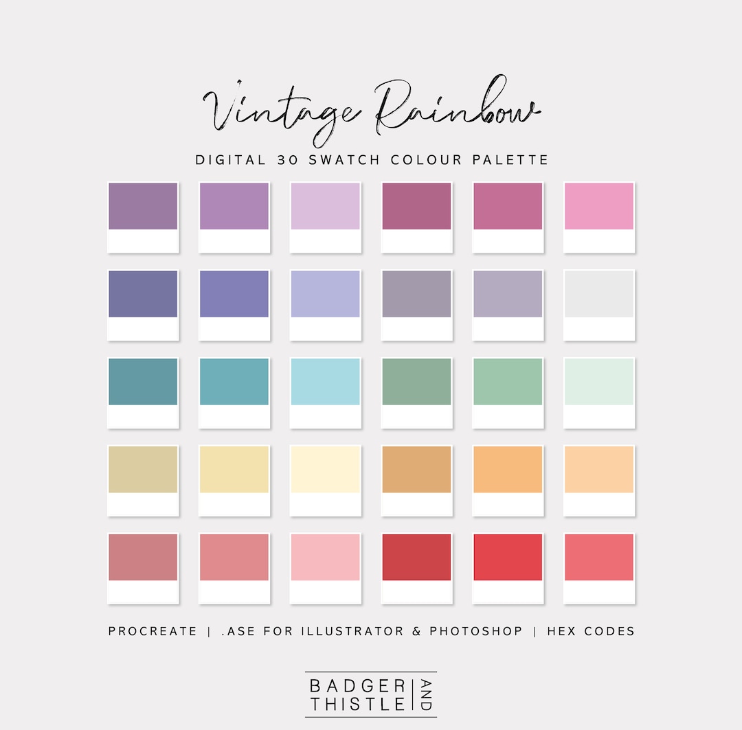 Vintage Rainbow | Digital Colour Palette Swatches Download | Procreate ...