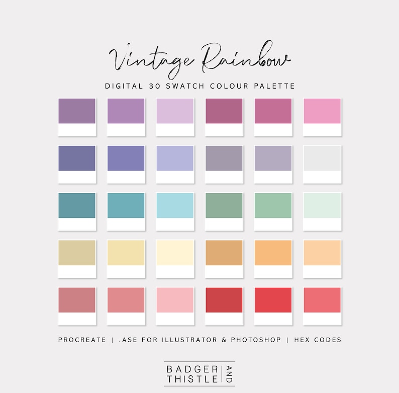 Vintage Rainbow | Digital Colour Palette Swatches Download | Procreate ...