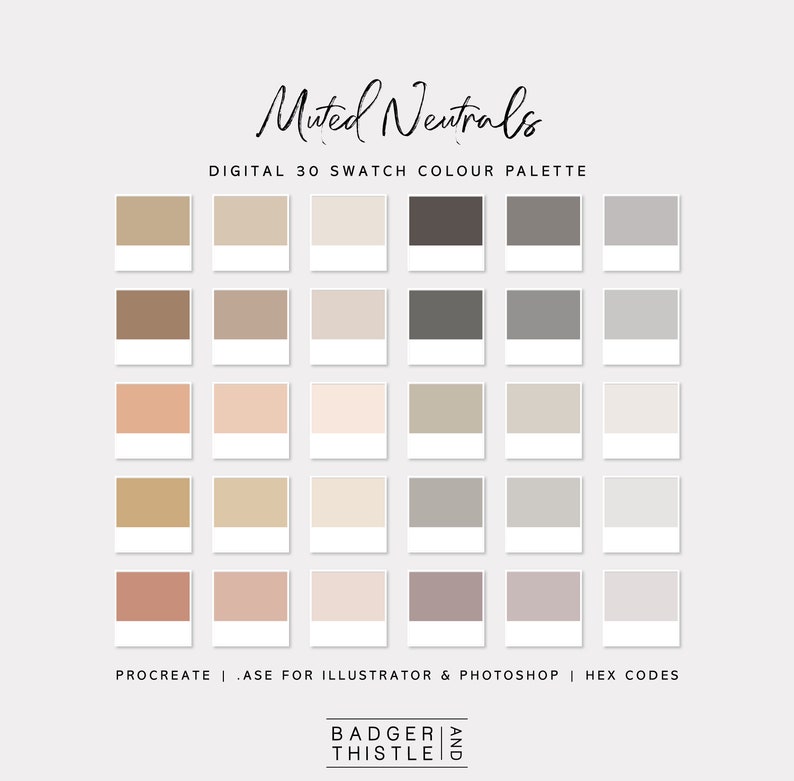 Muted Neutrals | Digital Colour Palette Swatches Download | Procreate ...