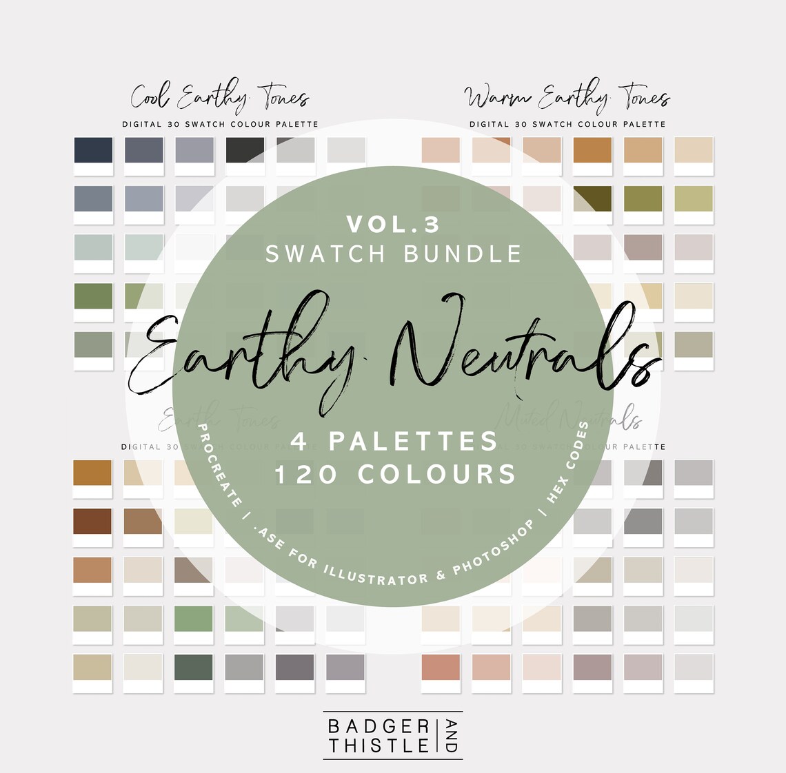 Vol.3 Earthy Neutrals Digital Colour Palette Swatches Download ...