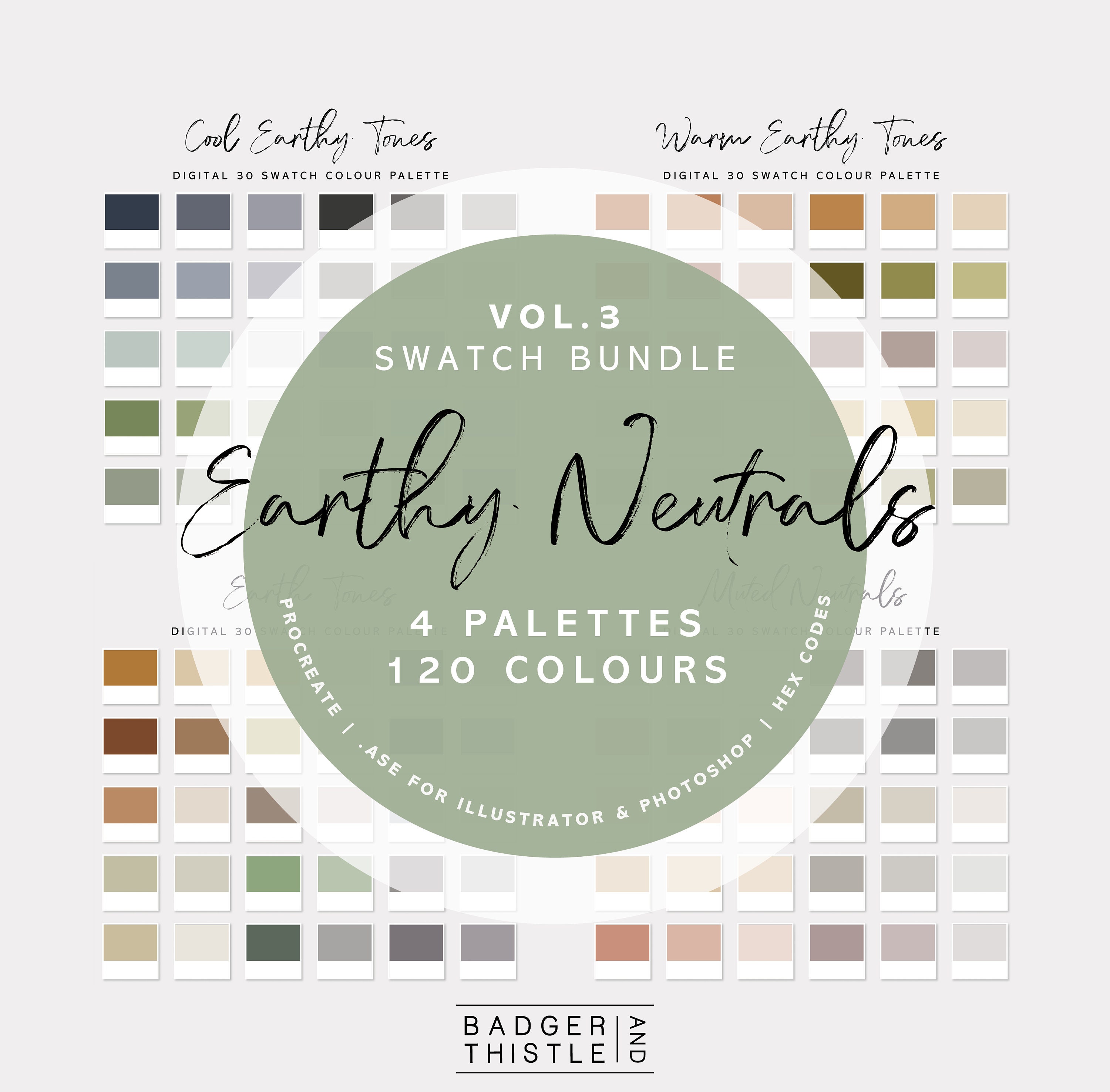 Vol.3 Earthy Neutrals | Digital Colour Palette Swatches Download ...