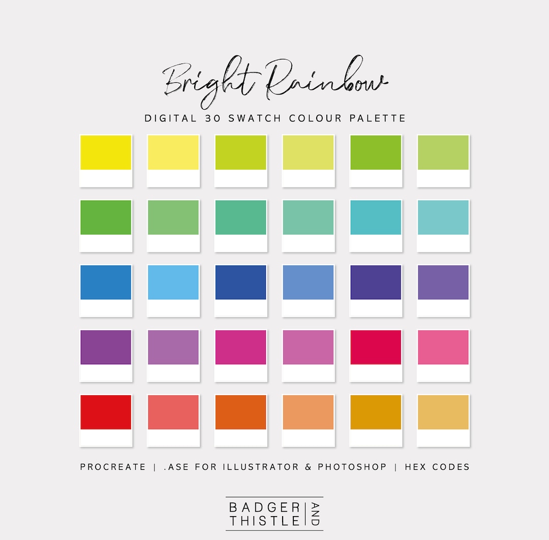 Bright Rainbow | Digital Colour Palette Swatches Download | Procreate ...