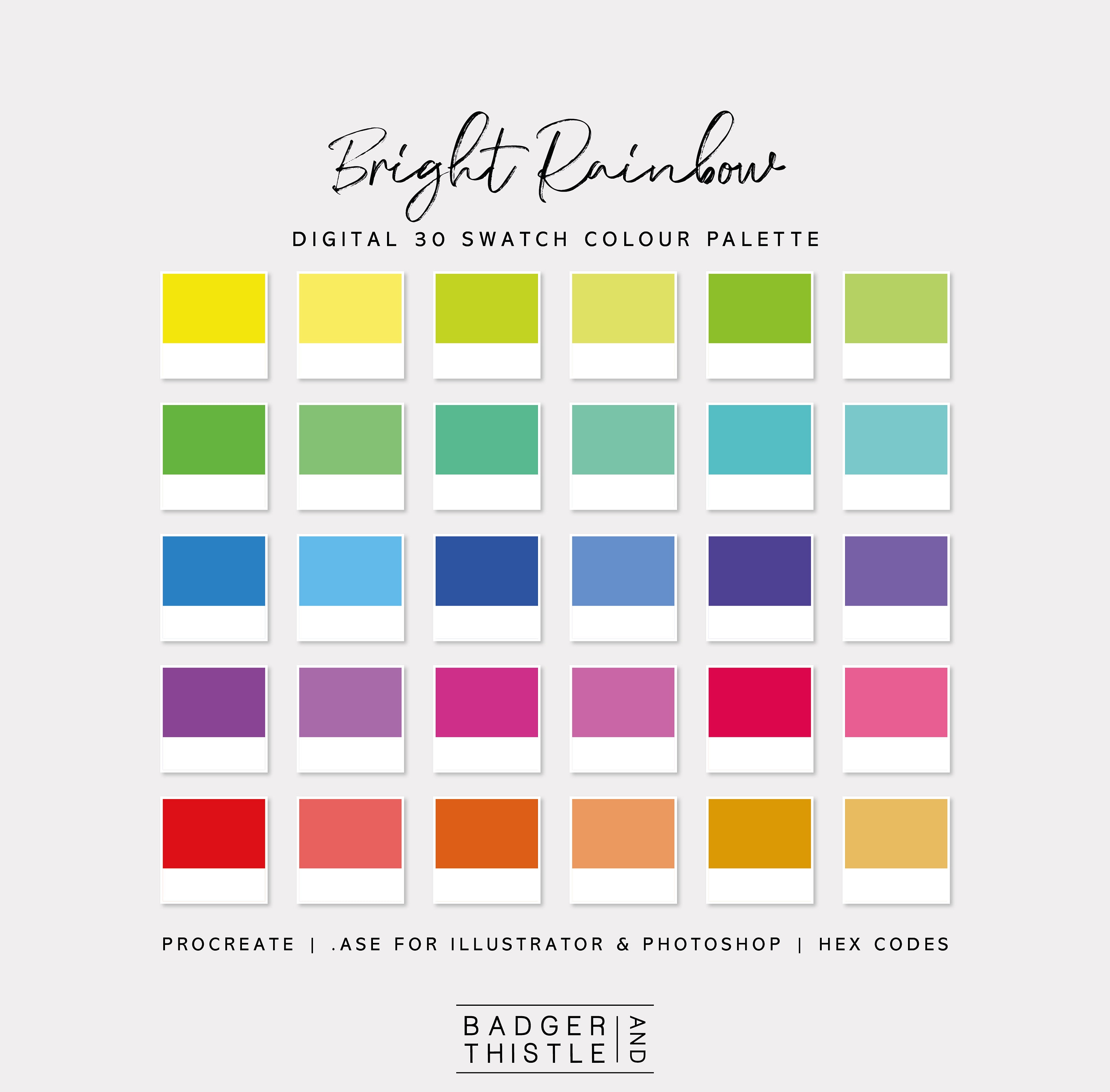 Bright Rainbow | Digital Colour Palette Swatches Download | Procreate ...