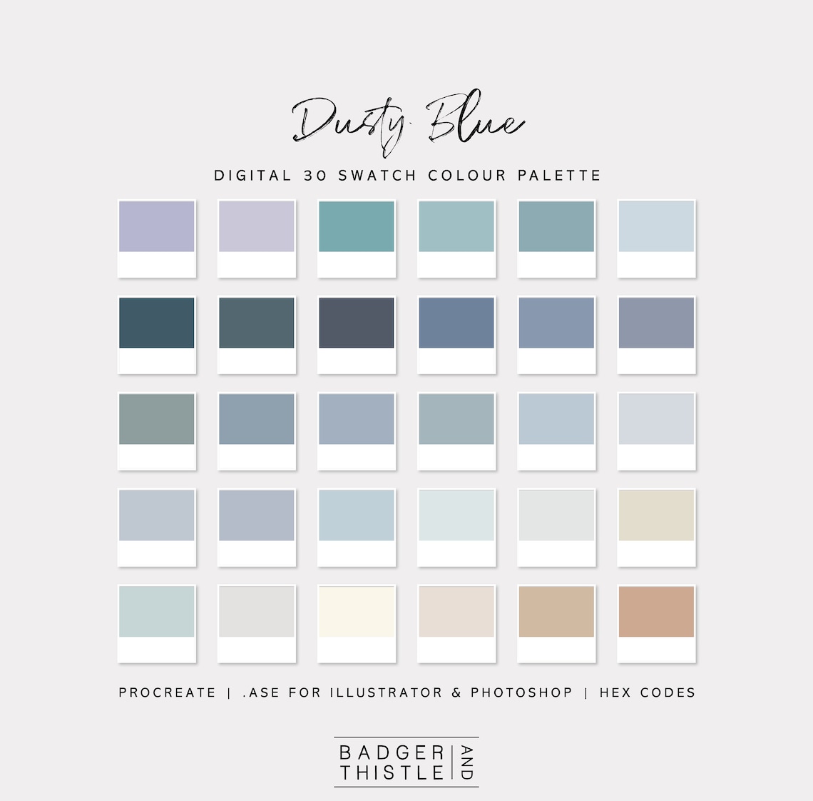 Dusty Blue Digital Colour Palette Swatches Download Procreate Photoshop And Illustrator