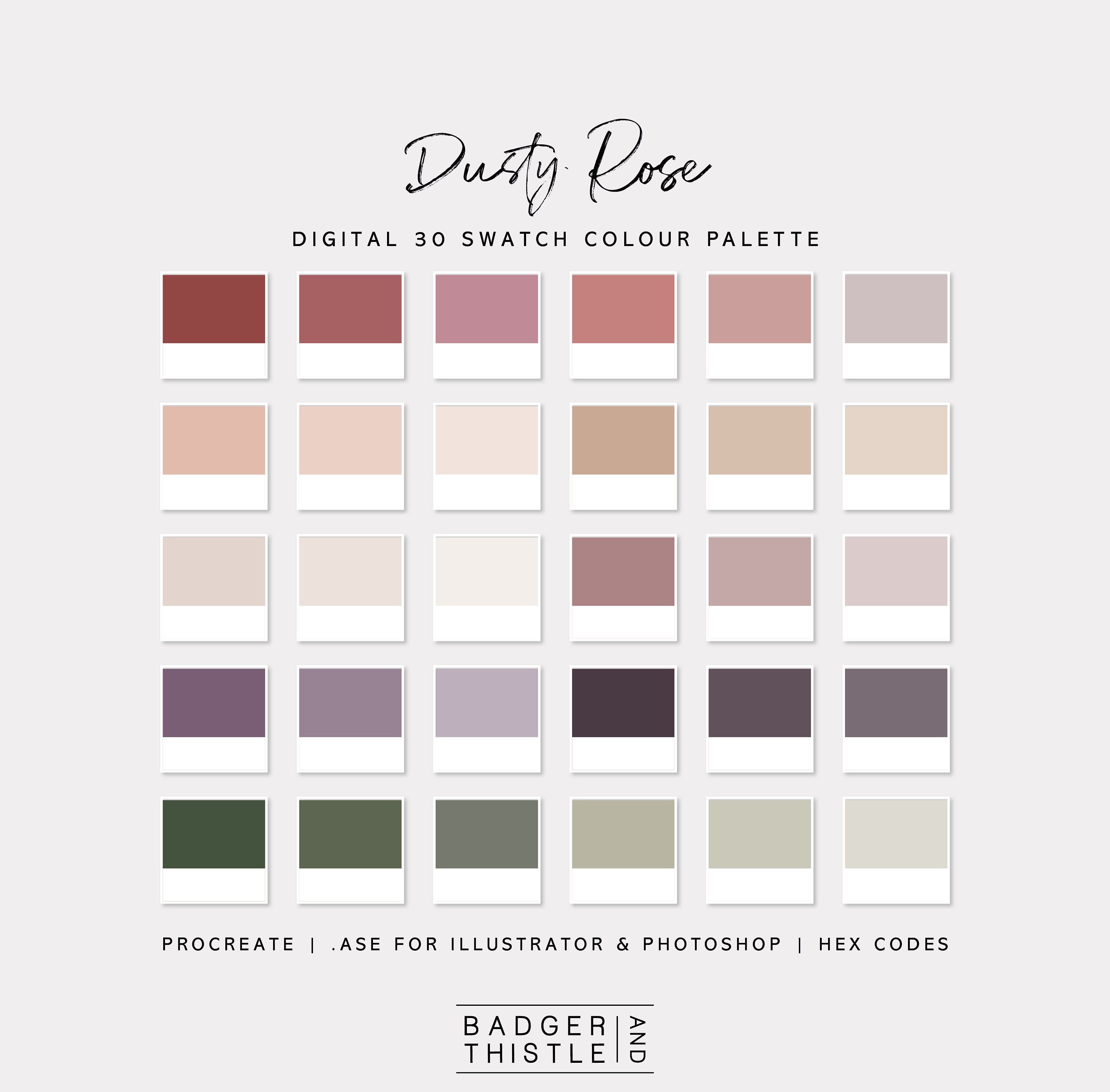 Dusty Rose | Digital Colour Palette Swatches Download | Procreate ...
