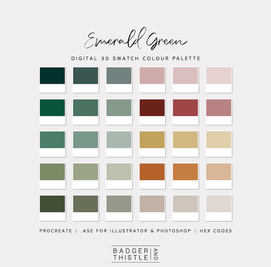 Emerald Green | Digital Colour Palette Swatches Download | Procreate ...