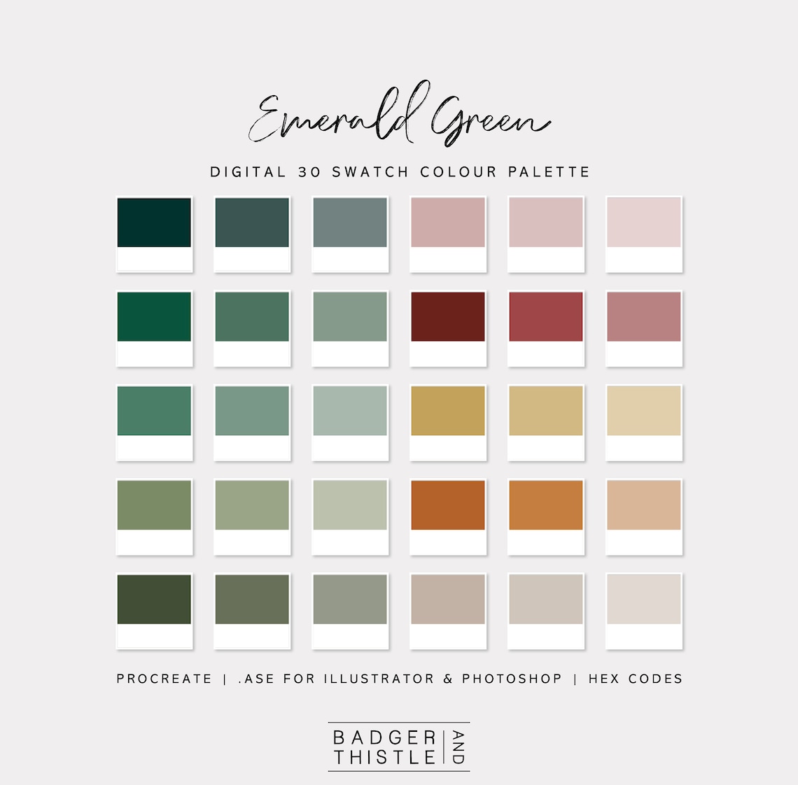 Emerald Green | Digital Colour Palette Swatches Download | Procreate ...
