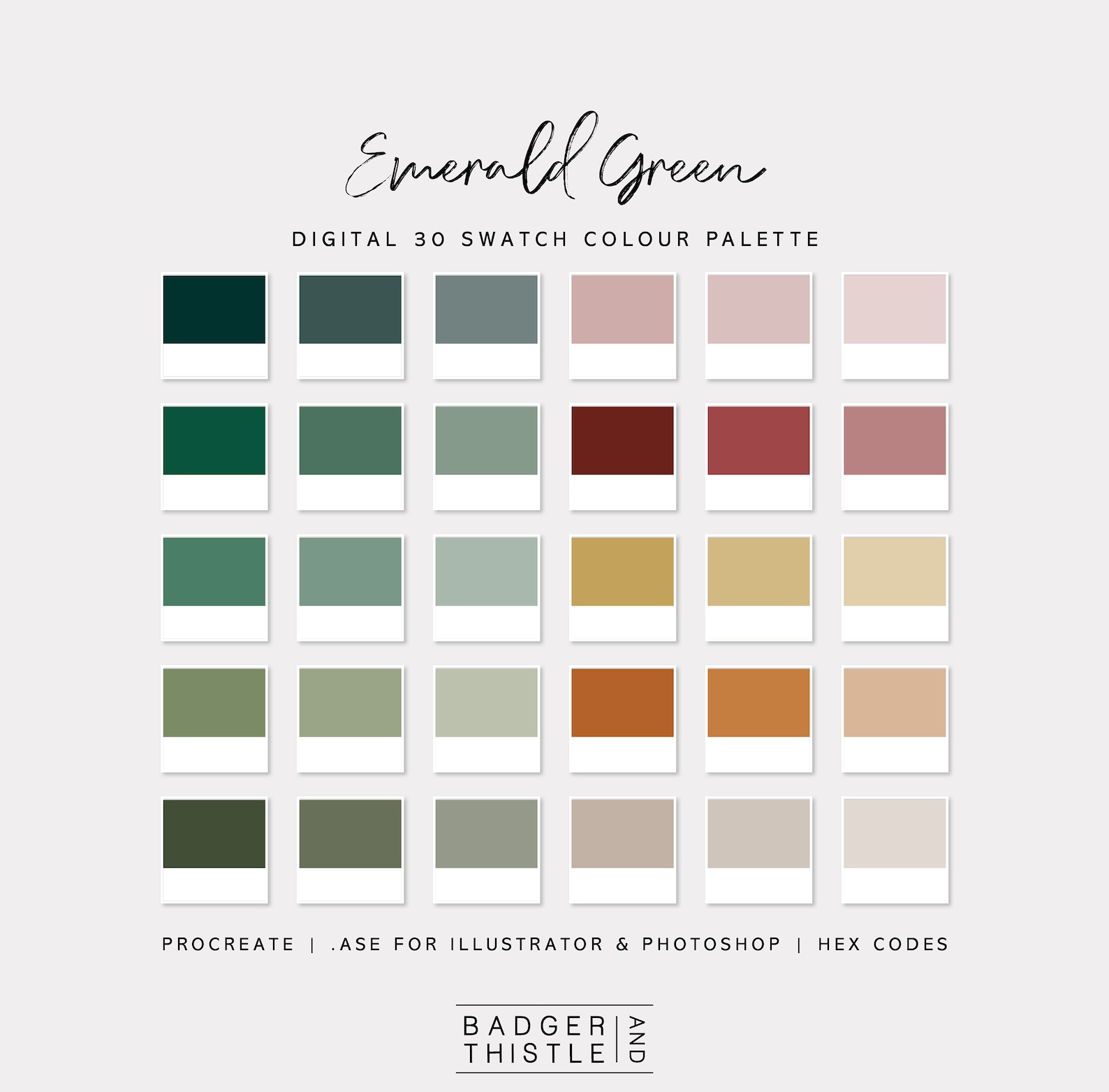 Emerald Green | Digital Colour Palette Swatches Download | Procreate ...