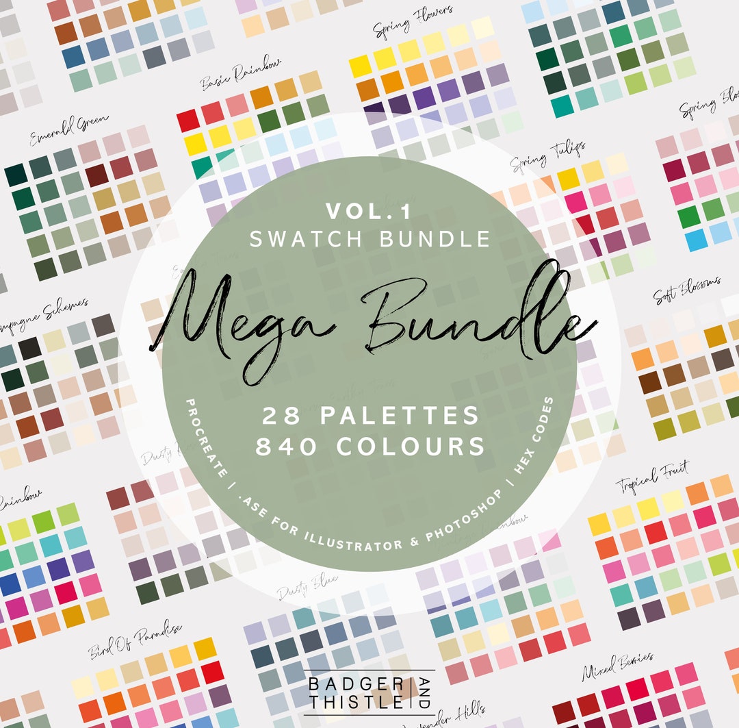 840 Colours MEGA Bundle 1 | Vol.1-7 | 28 Palette Swatches | Procreate ...