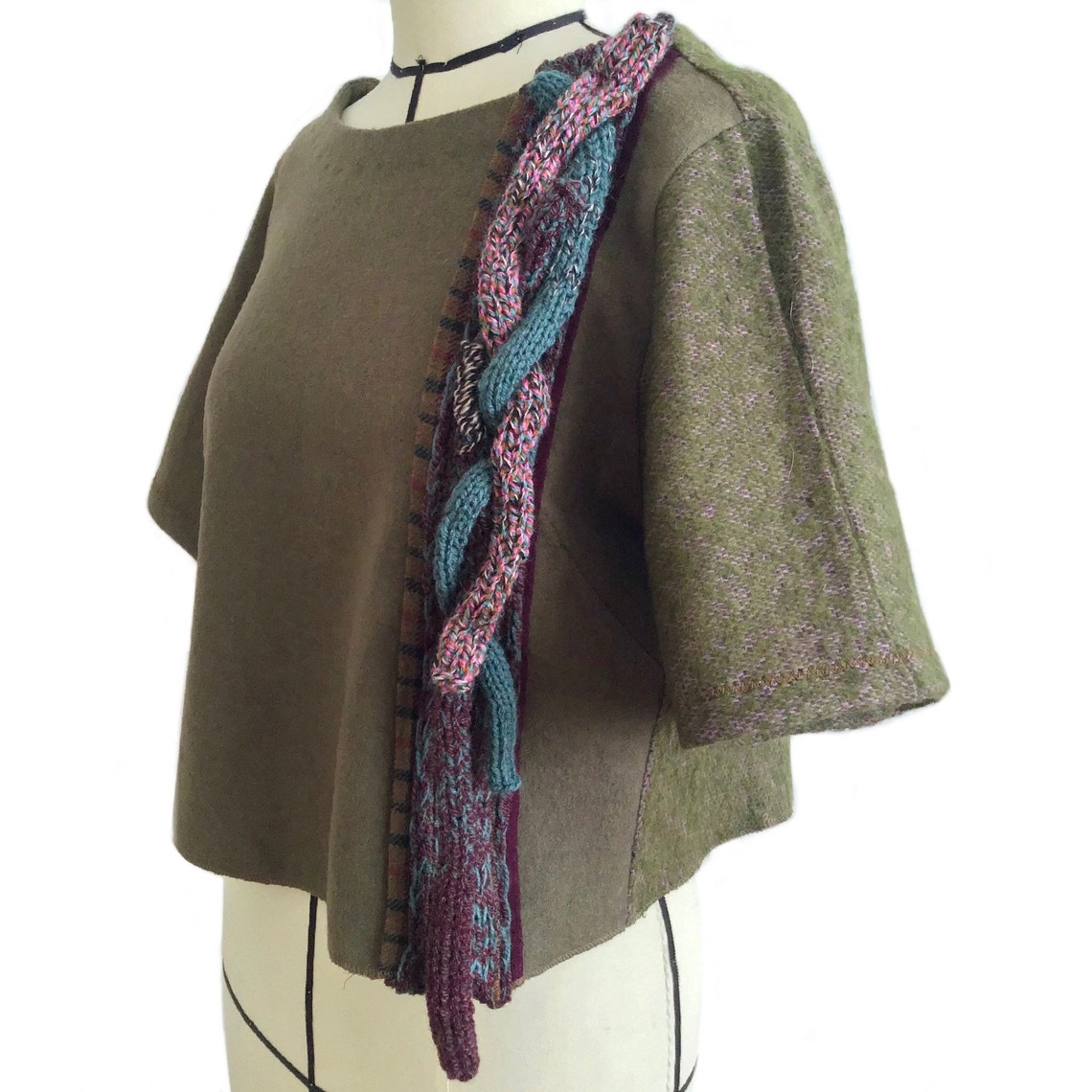 Wool tweed knit cropped top | Etsy