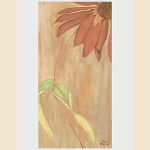 Dried Zinnia Flower Art Print - Sepia Tone Flower Art - Narrow Vertical ...