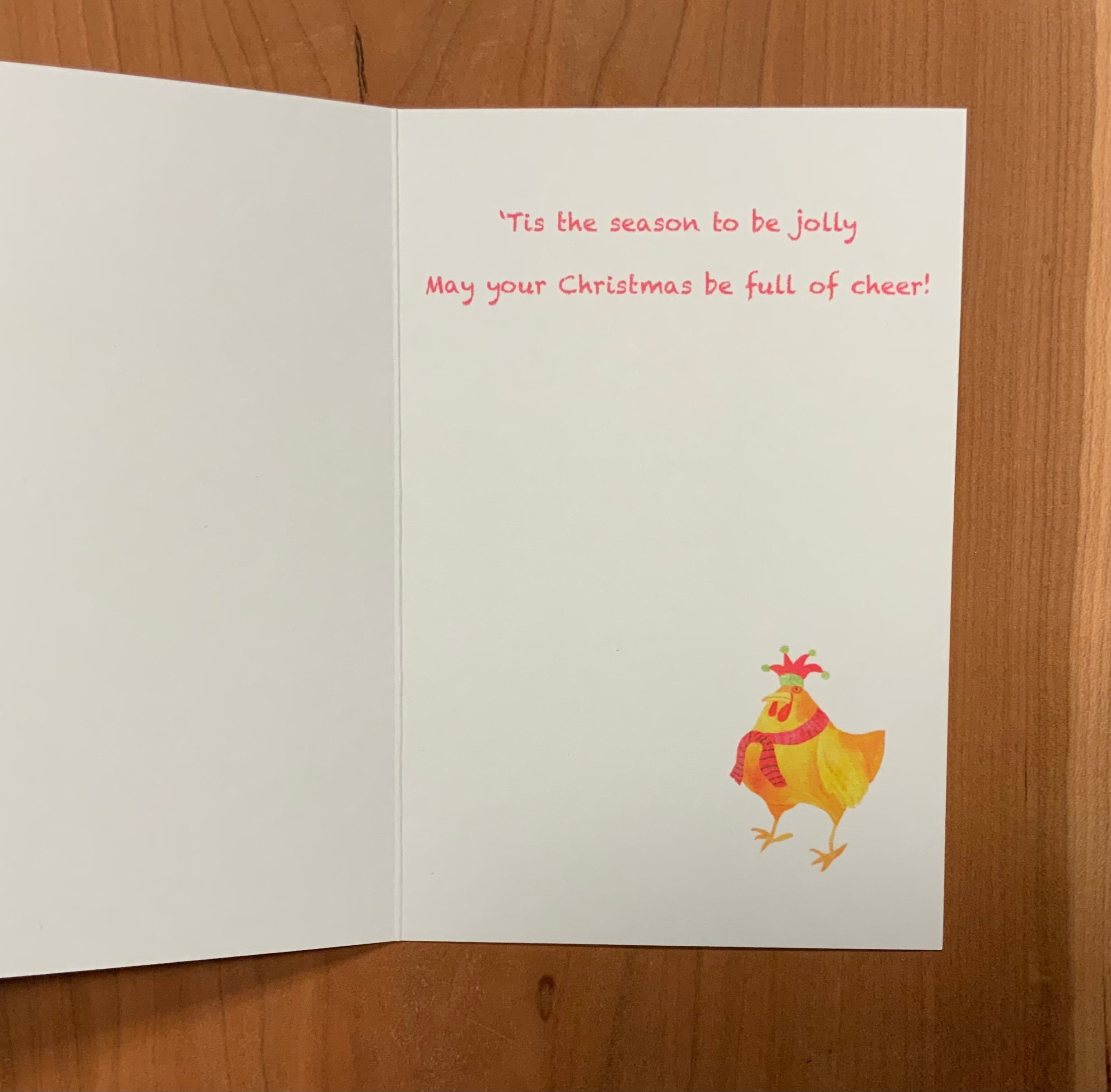 Chicken Christmas Card Fun Chicken Watercolor Illustration on Christmas ...