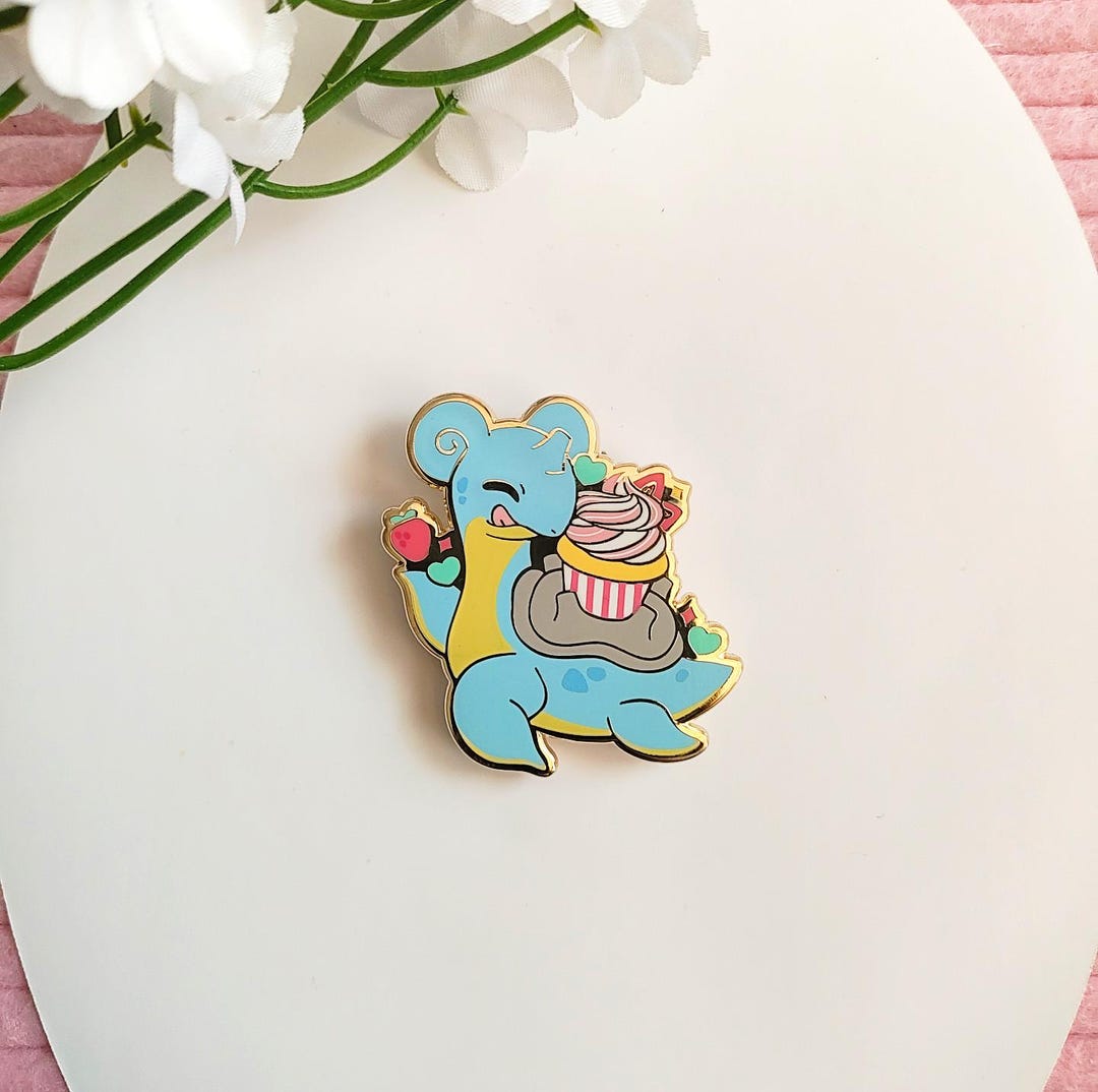 Cosmic Buns Art Enamel Pin: Lapras With Cupcake - Etsy