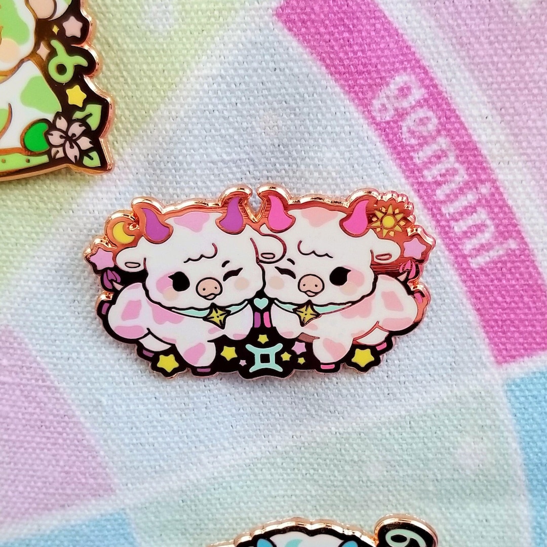 Moostrology Cute Astrology Cow Enamel Pin Set - Gemini Cow Enamel Pin ...