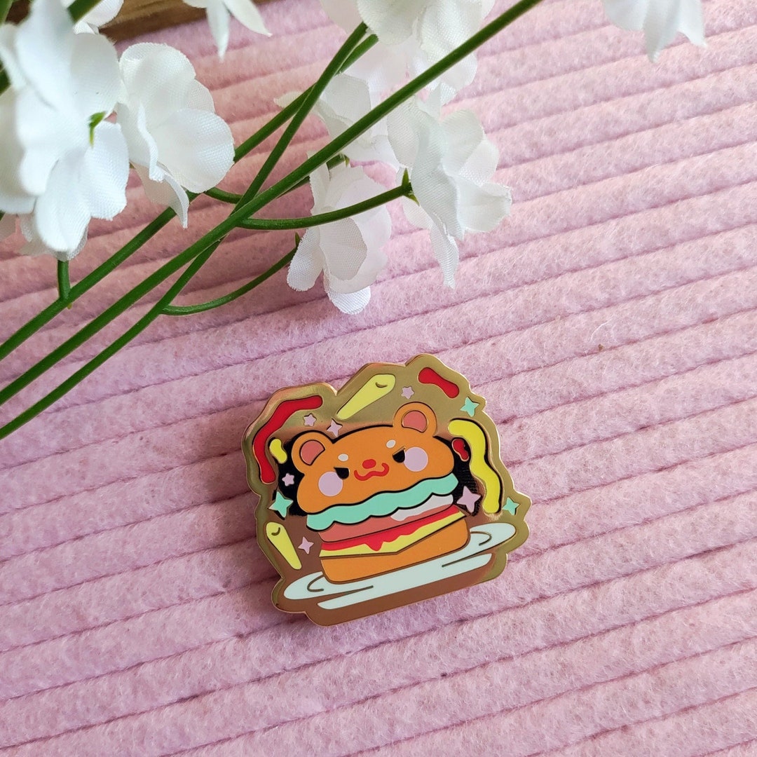 Angry Bear Burger Pin Cosmic Buns Art Pin Cute Pin Burger Pin Food ...