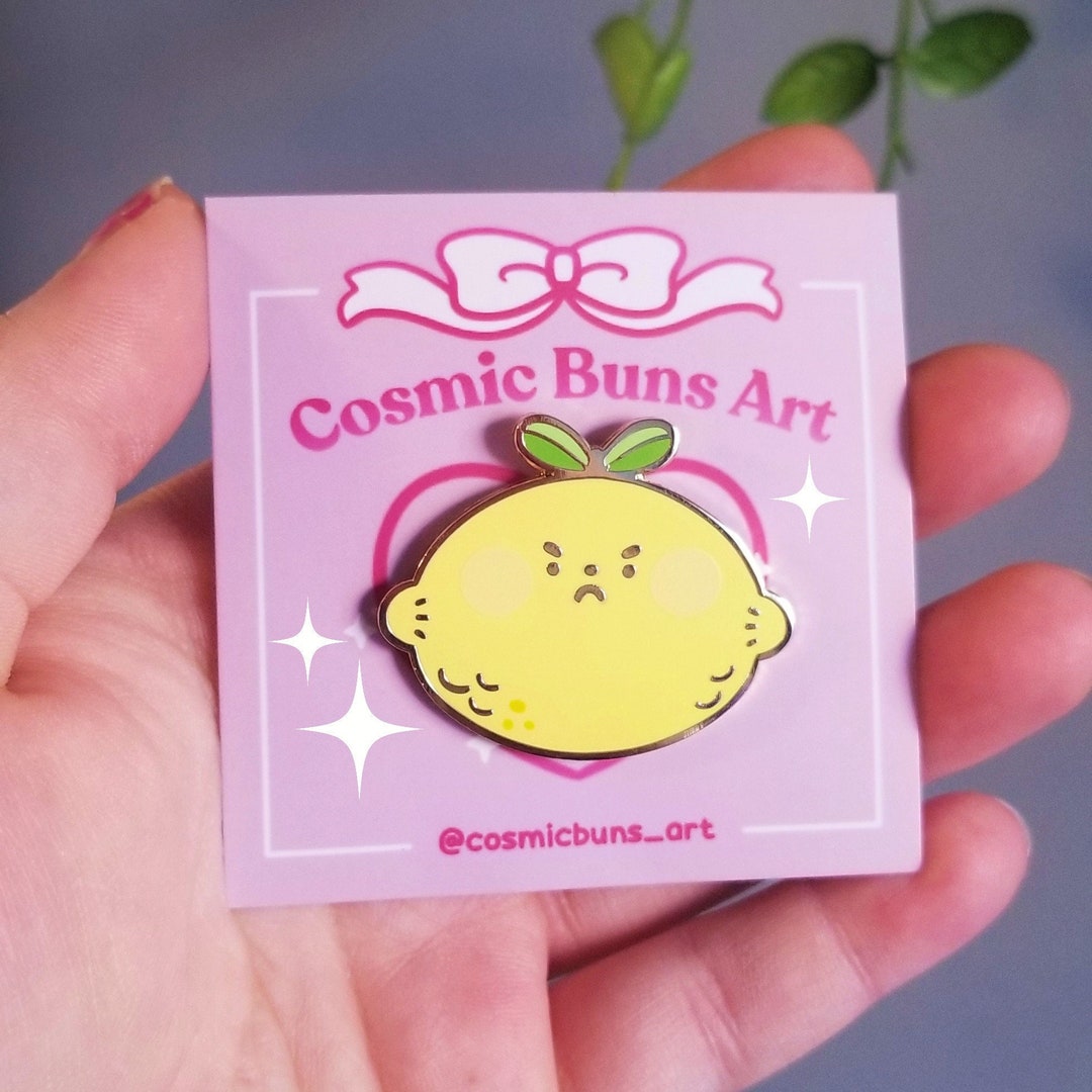 Angry Lemon Enamel Pin - Cosmic Buns Art Pin - Meme Pin - Cute Pin ...