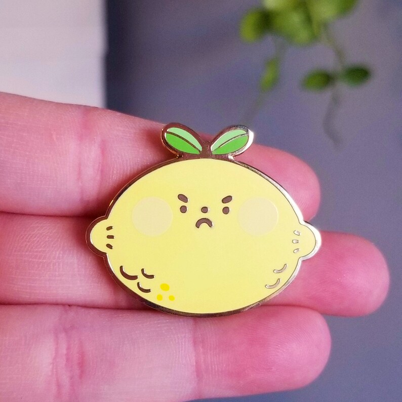 Angry Lemon Enamel Pin: Kawaii Meme Pin - Cosmic Buns Art - Etsy