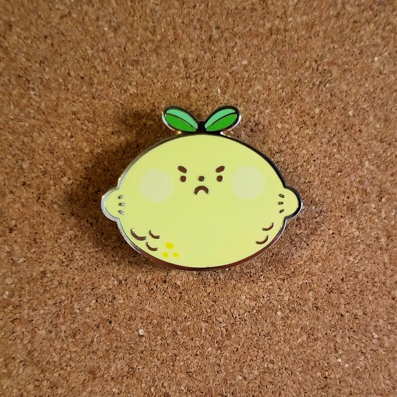 Angry Lemon Enamel Pin: Kawaii Meme Pin - Cosmic Buns Art - Etsy