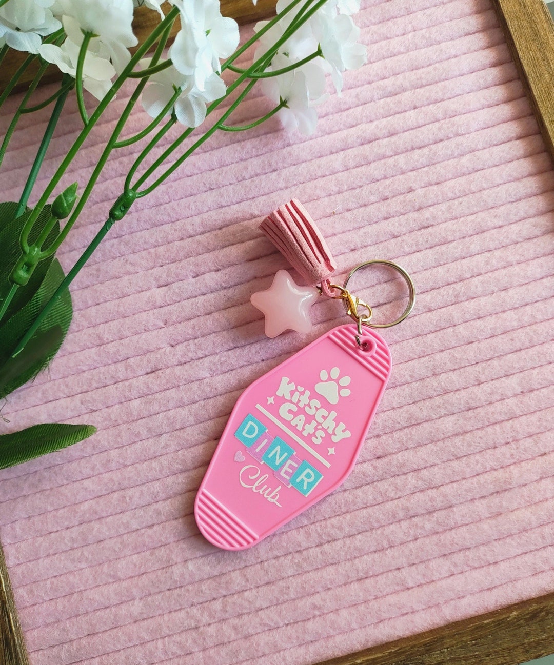Kitschy Cat's Retro Diner Hotel Keychain - Cosmic Buns Art - Cute ...
