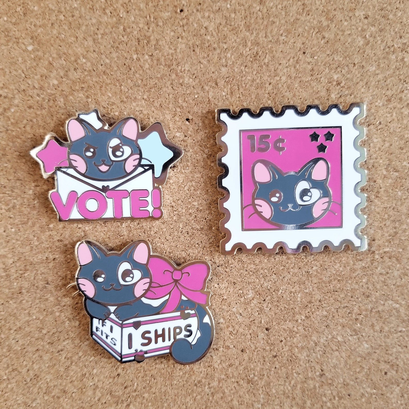Save the USPS Enamel Pins Stamp Cat Vote Cat Box Cat | Etsy