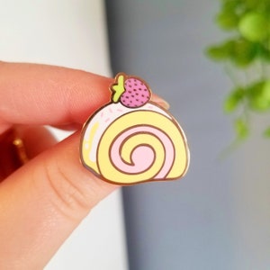 Kawaii Hard Enamel Pins - Strawberry Cake Roll - Choco Cake - Vanilla ...