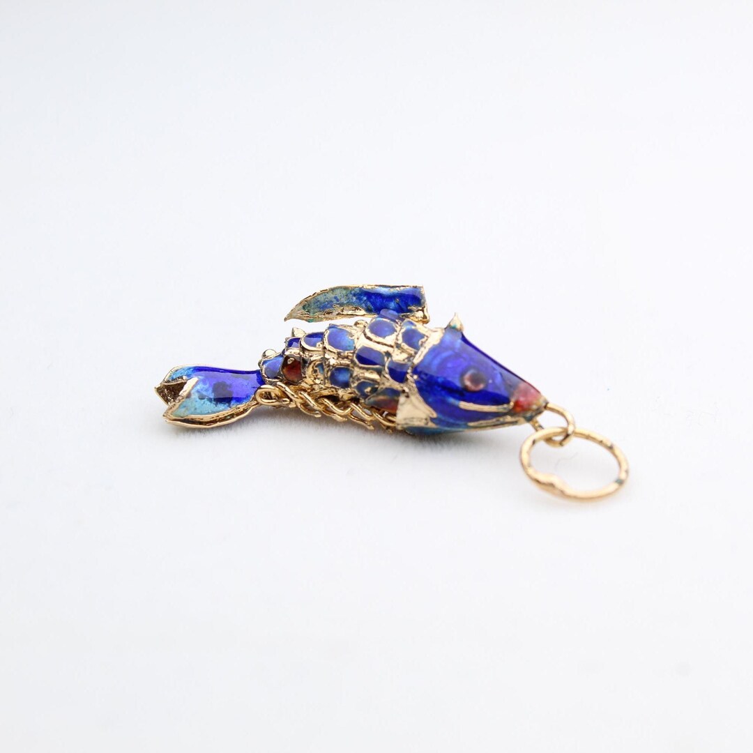 Articulated Fish Pendants | Vintage Estate Jewelry | Gold Plated Enamel ...