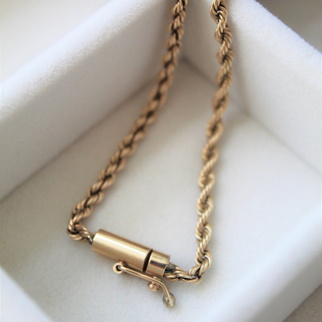 14K Solid Gold Rope Chain Necklace | Vintage Estate Jewelry | Twisted ...