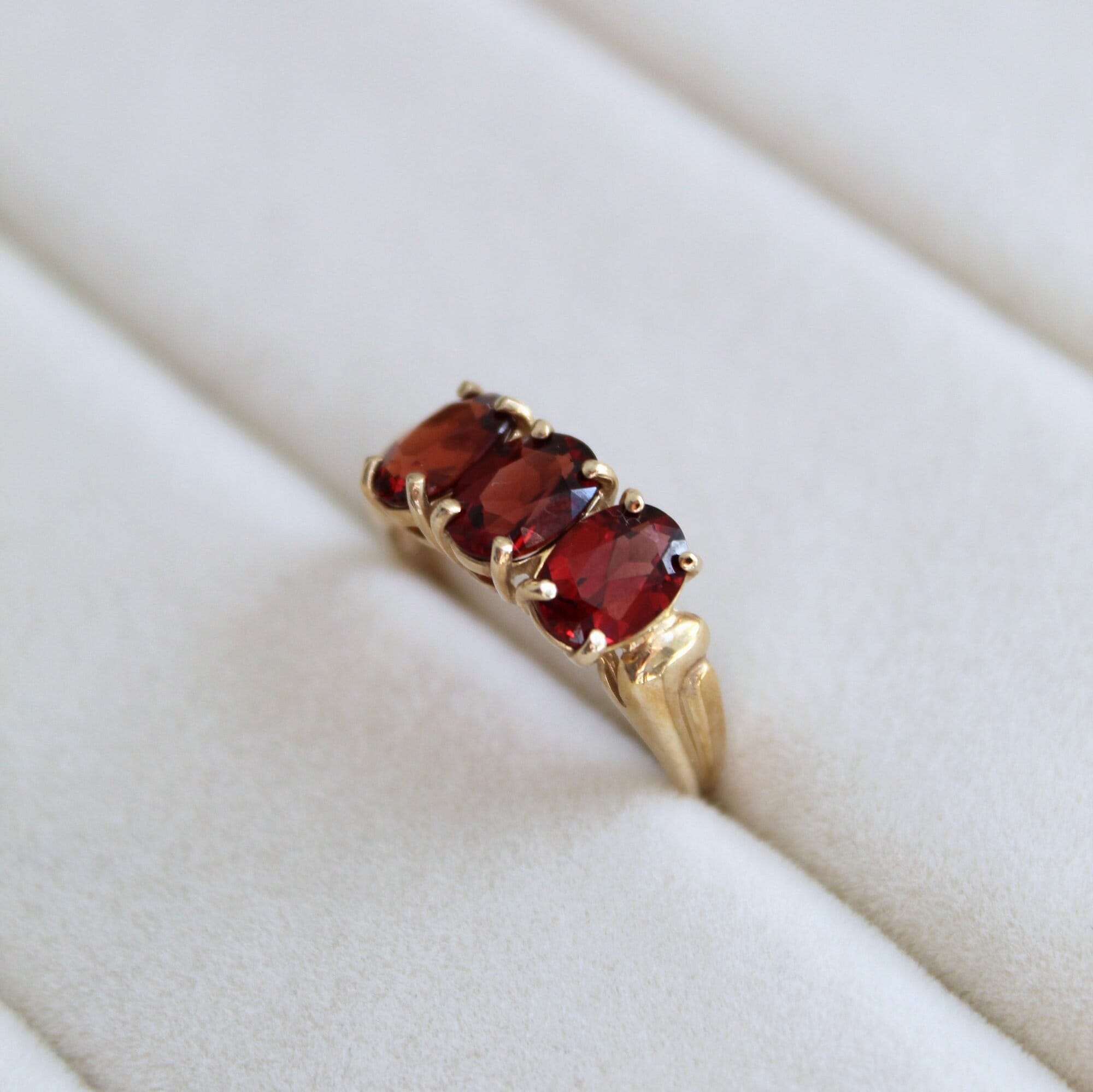 Garnet Ring 10K Gold Vintage Hallmarked Oval Multi Stone Dainty ...