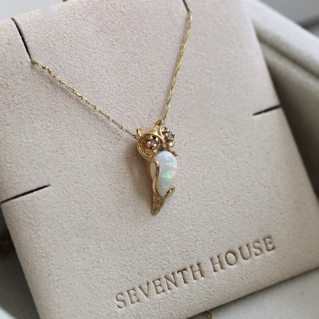 14K Gold Opal Owl Necklace | Vintage Estate Jewelry | Hallmarked ...