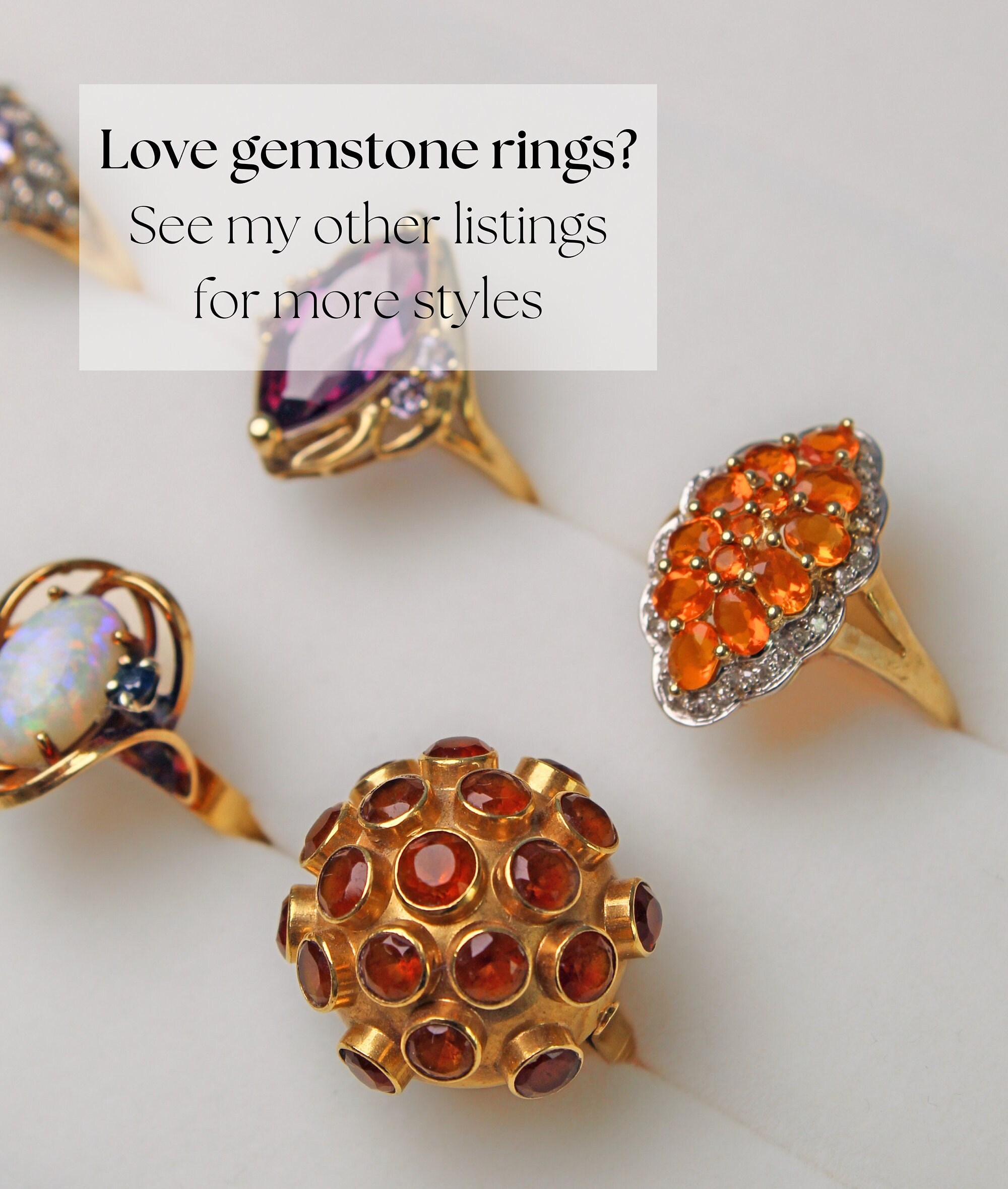 Citrine Ring 10K Gold Diamonds Vintage Rings Gemstone Floral Flower ...