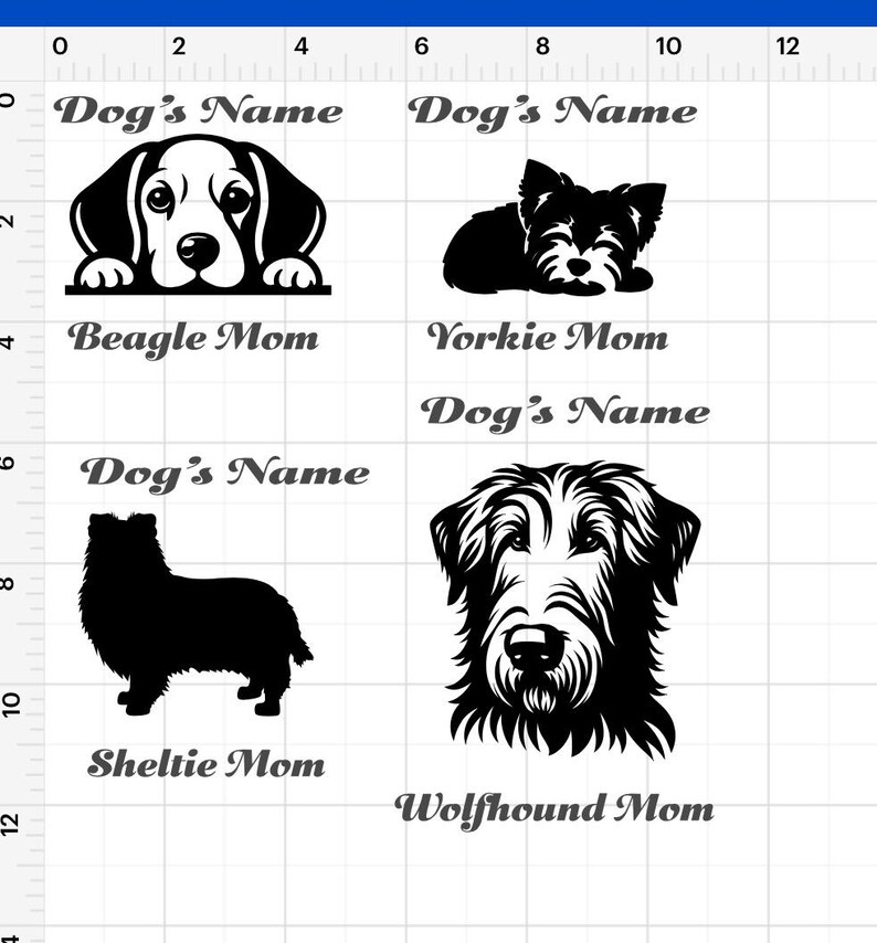 Personalized Dog Breed Vinyl Decal Wolfhound Beagle Yorkie Sheltie Dog ...