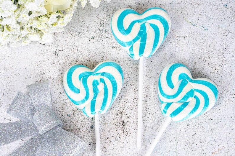 Blue & White Love Heart Lollipops Lollies Candy Lollies - Etsy