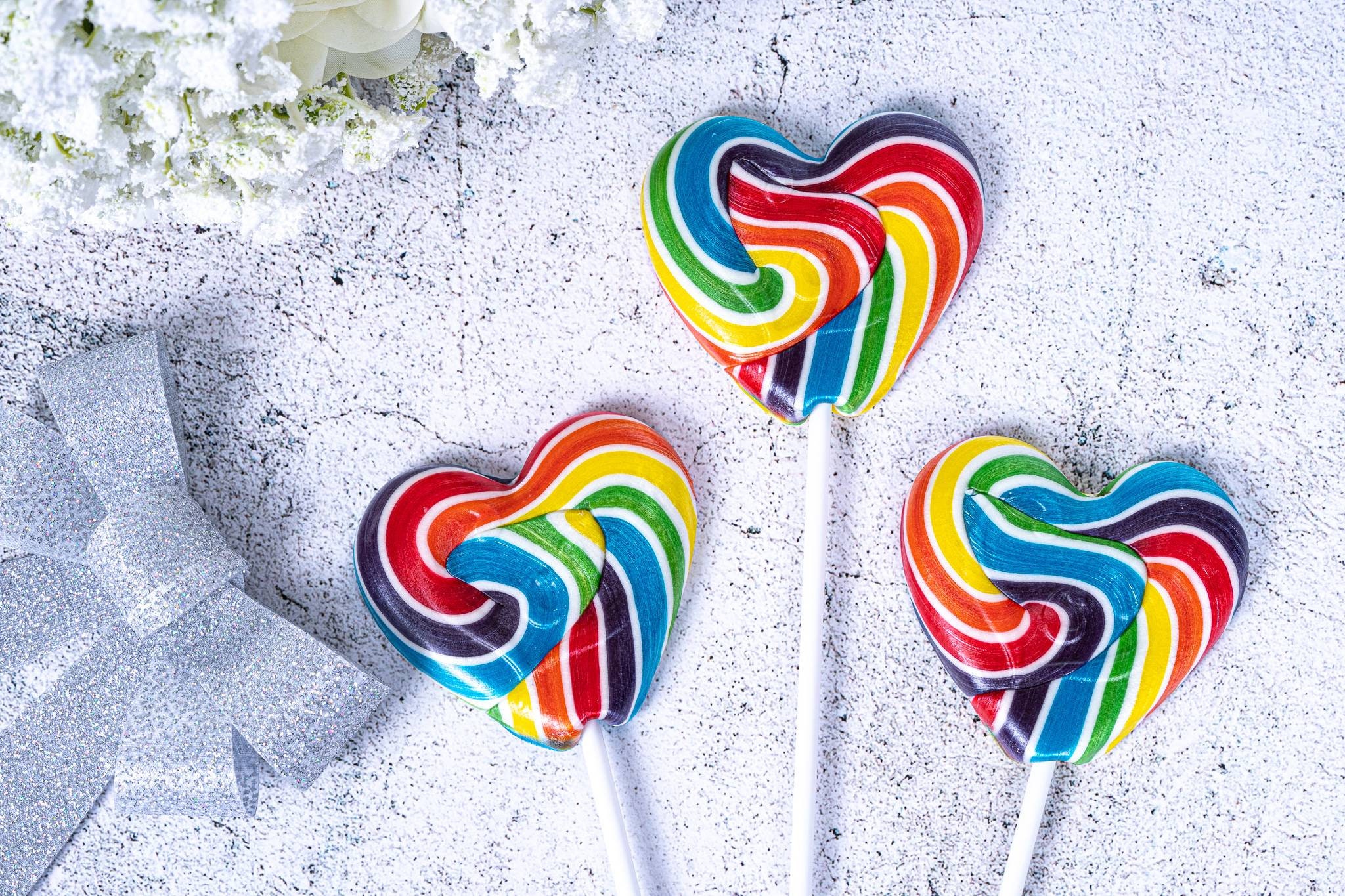 Rainbow Love Heart Lollipops Candy Lollies Love Heart - Etsy UK