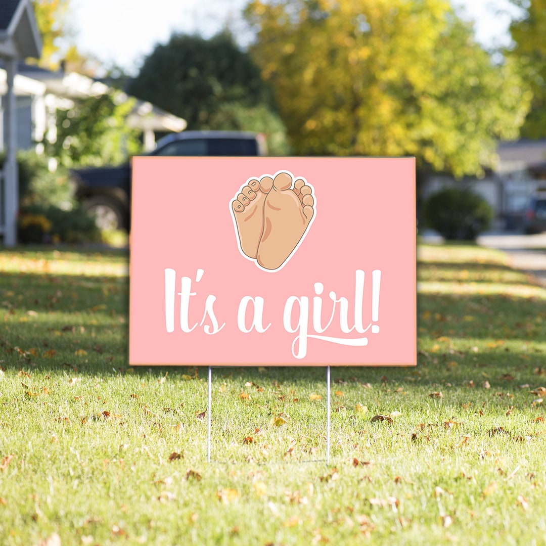 It's a Girl Yard Sign | 18" X 24" Birth Announcement Sign | Outdoor ...