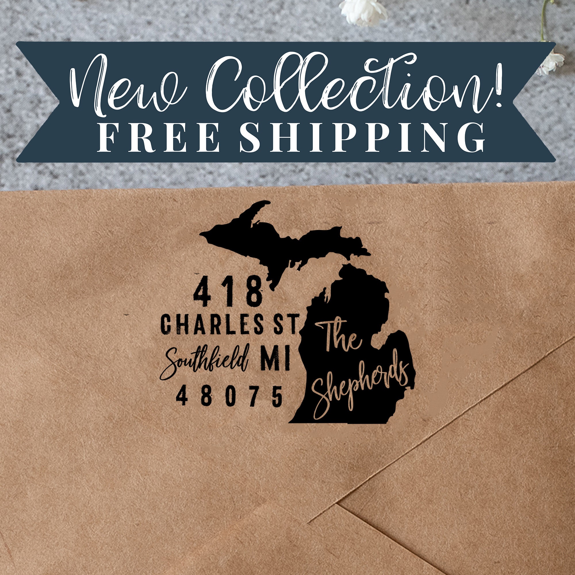 Custom Michigan Return Address Stamp - Personalized Self Inking State ...