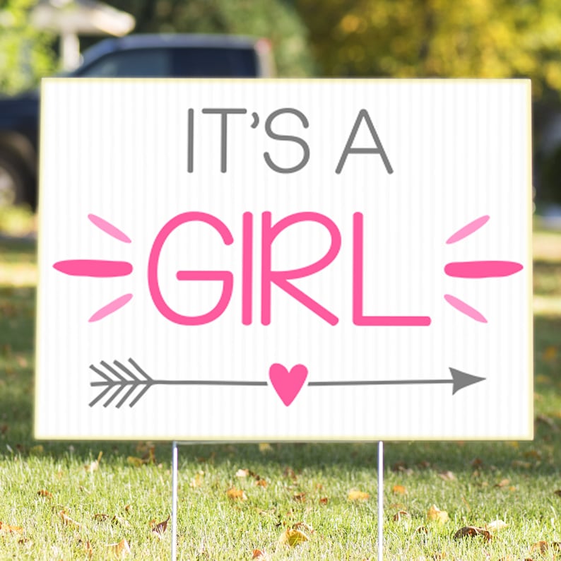 It's a Girl Announcement With Arrow Yard Sign 18 X | Etsy