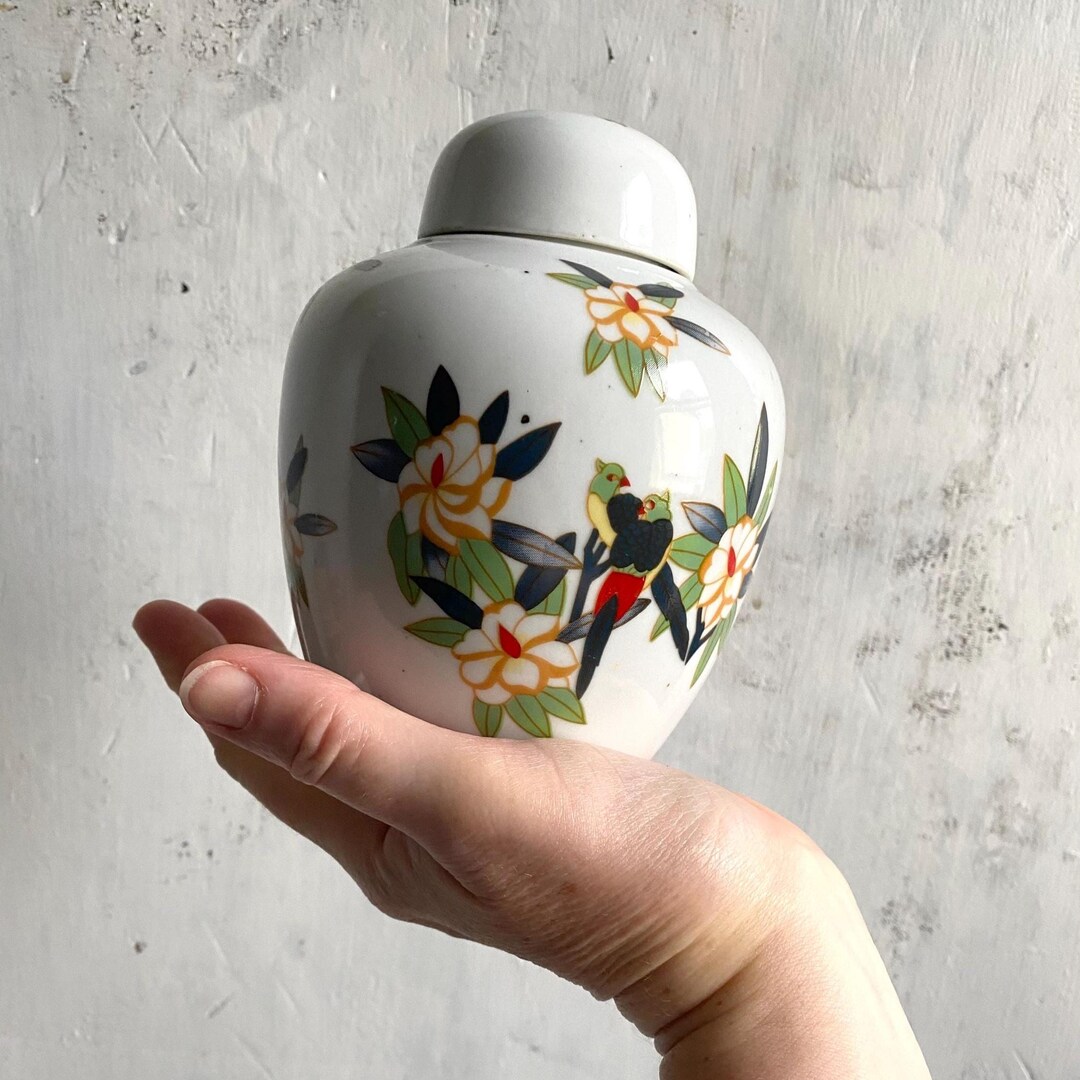 Vintage Yamaji Ginger Jar: Birds & Lotus Flower Chinoiserie Decor - Etsy