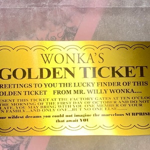 Large 6" Milk Chocolate Wonka Bar With Golden Ticket - Etsy