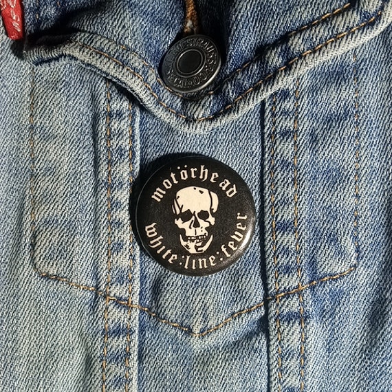Vintage MOTORHEAD pin! 1977 Original White Line Fever… - Gem