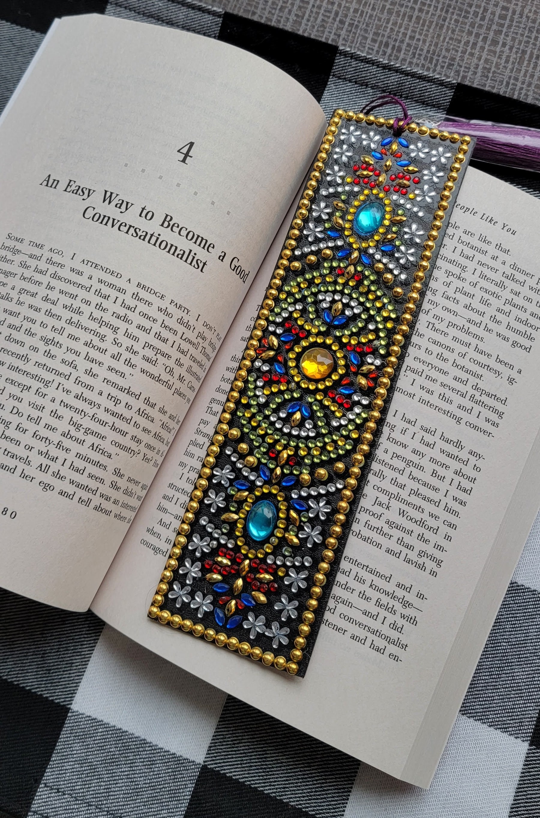 Colorful Bejeweled Floral Leather Bookmark Handmade Diamond - Etsy