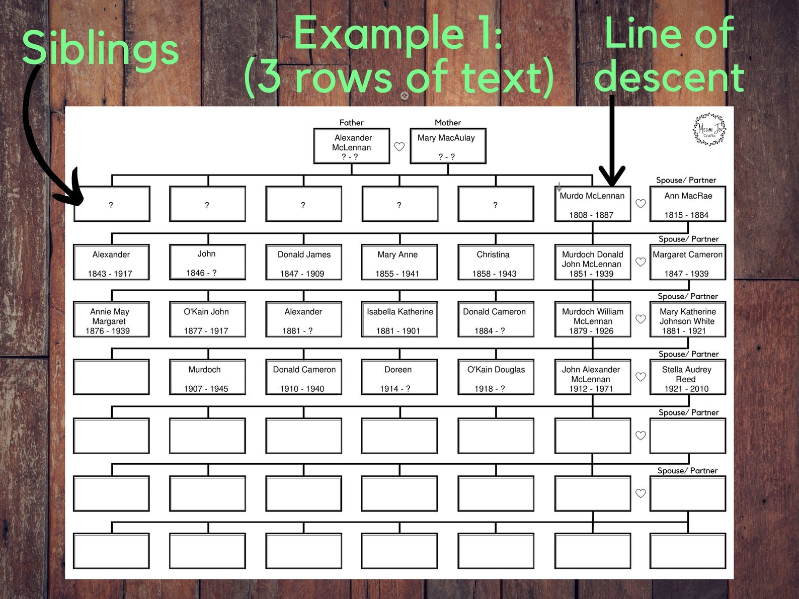 8 Generation Family Tree Template Fillable Instant Download - Etsy UK