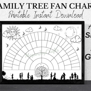 Family Tree Fan Chart Template, 5 Generations, Printable Download ...